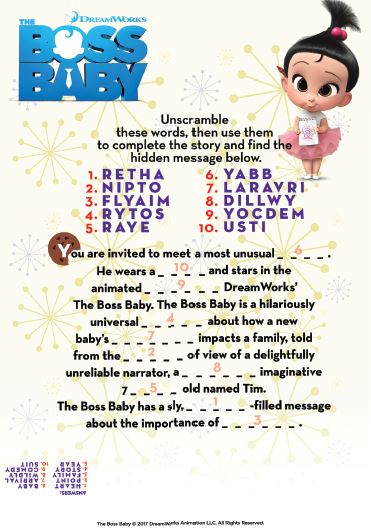 Win 1 of 3 copies of The Boss Baby DVD & FREE ACTIVITY SHEETS to download