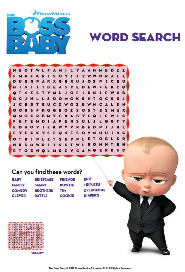 Win 1 of 3 copies of The Boss Baby DVD & FREE ACTIVITY SHEETS to download